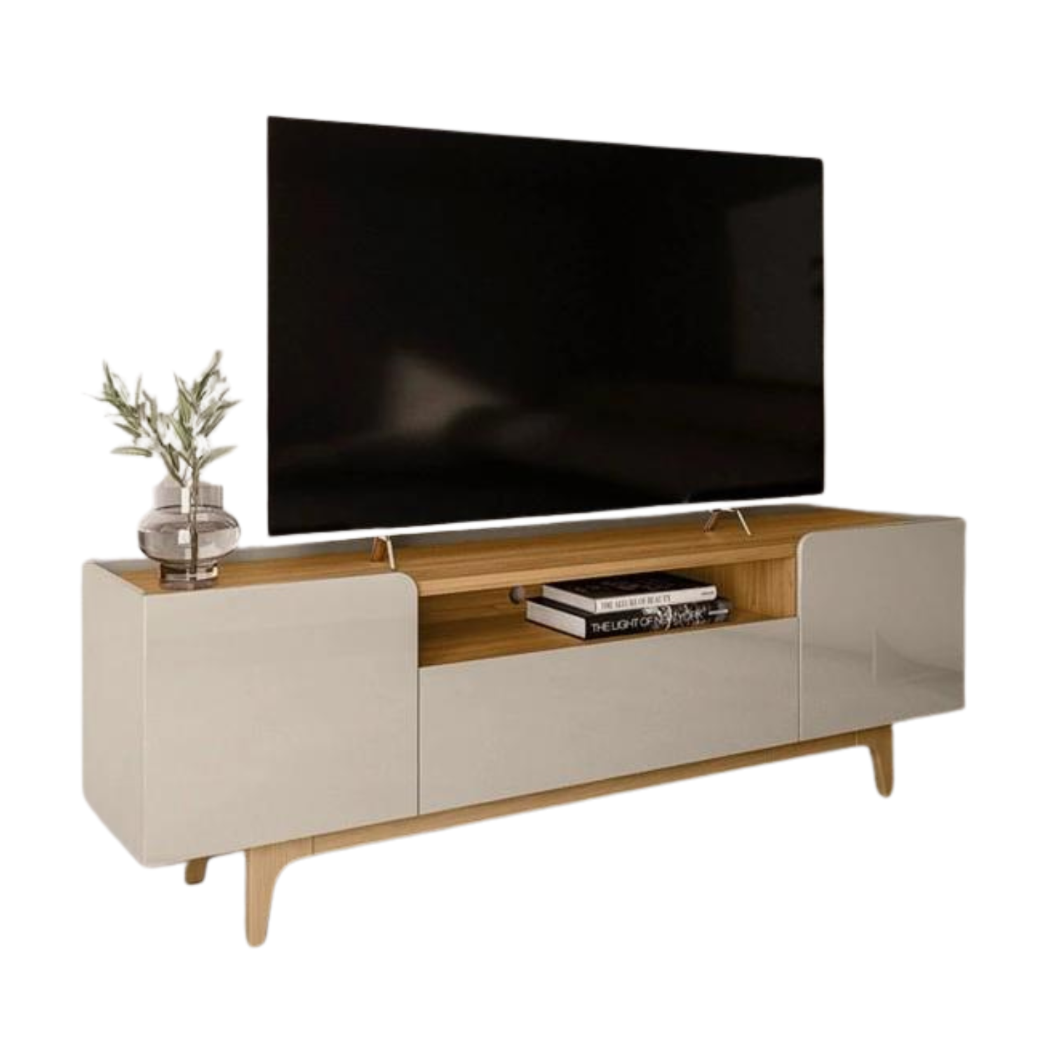 Rack Orlando 1,80m Tauarí / Off White Brilho Línea Brasil