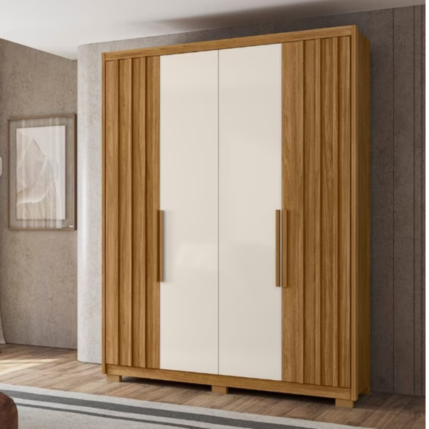 Guarda Roupa Califórnia 4 Portas 1,76m Freijó/Off White Moval Unico - 1 ...