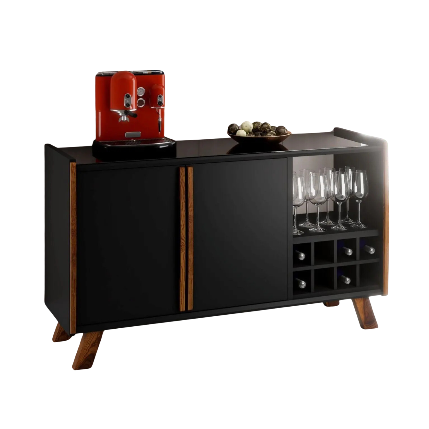 Buffet Monaco 1,40 Metros c/ Adega e 2 Portas Preto Sonetto