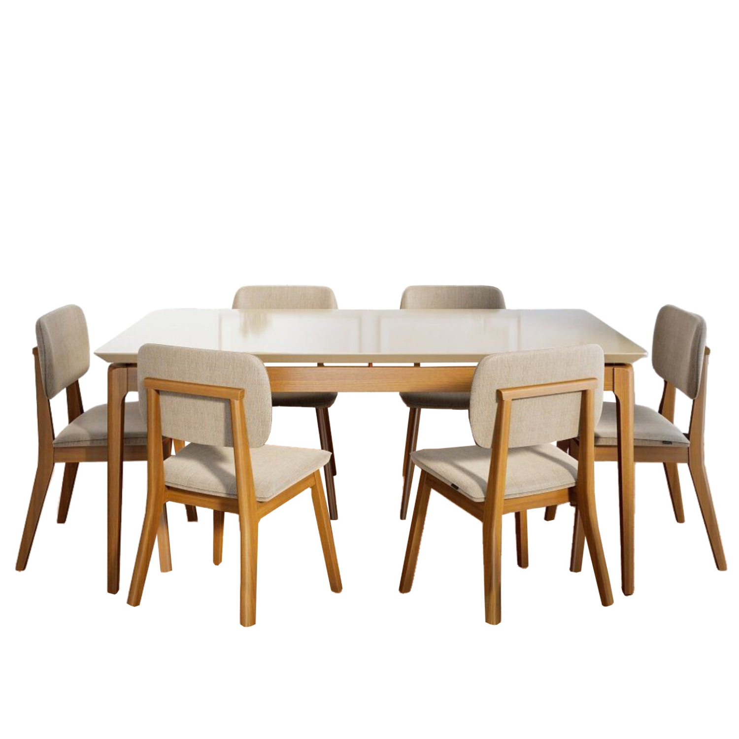 Conjunto Mesa Wind 1,8m com 6 Cadeiras Classic Linho Imcal