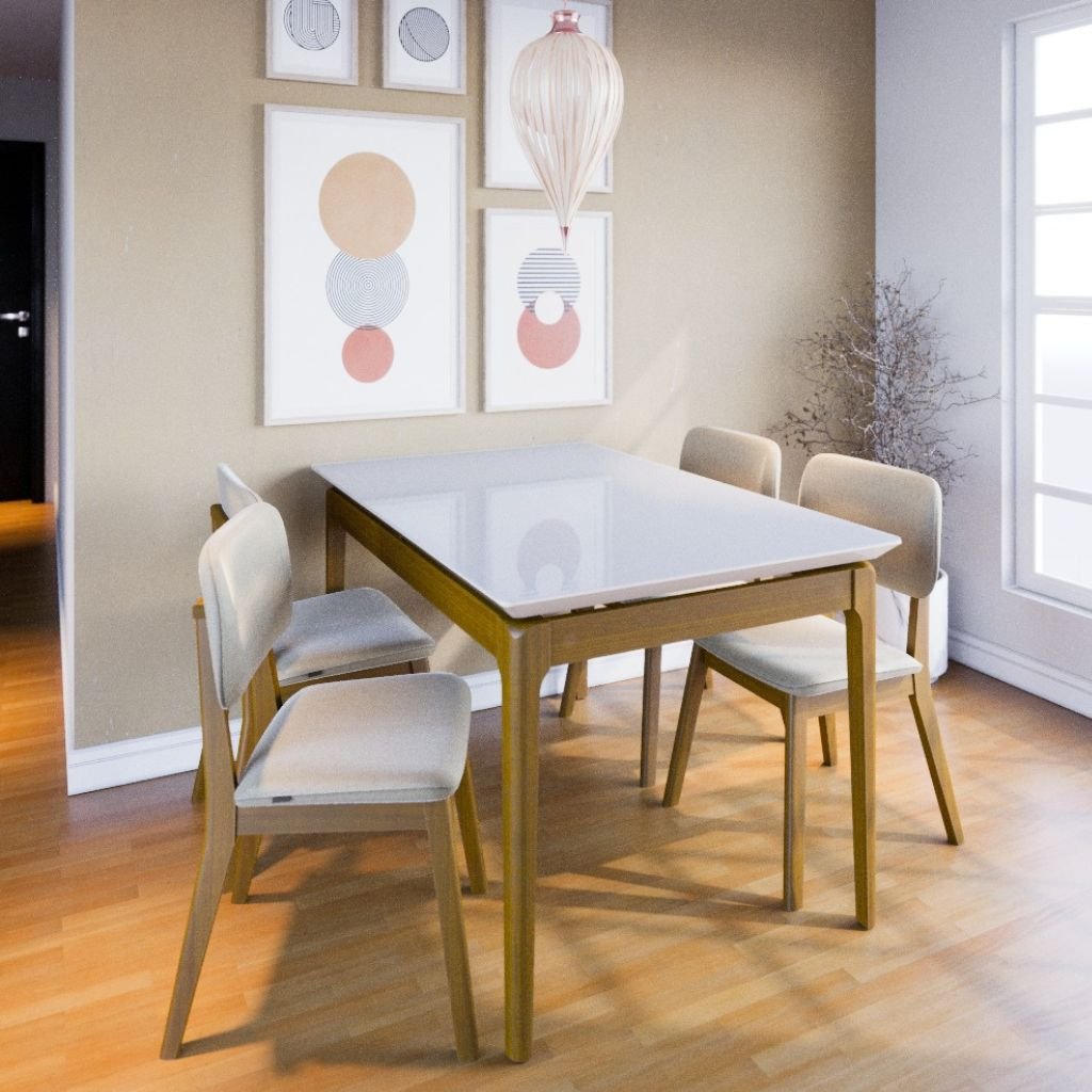 Conjunto Mesa Wind 1,20m com 4 Cadeiras Classic de Madeira Imcal